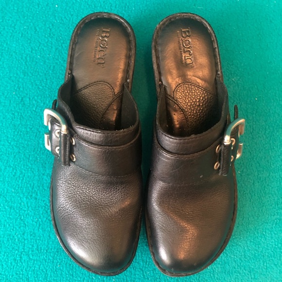 Born | Shoes | Born Joey Black Slide Clogs W Strap And Buckle Across ...